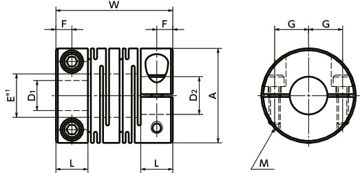 NBK MSTS-40C-12-12 Slit Flexible Coupling Clamping Type Bore Diameters ...
